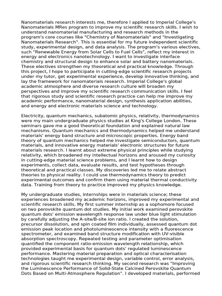 V1.0 - Ruoyu WANG - IC:MRes Nanomaterials | PDF | Materials Science ...