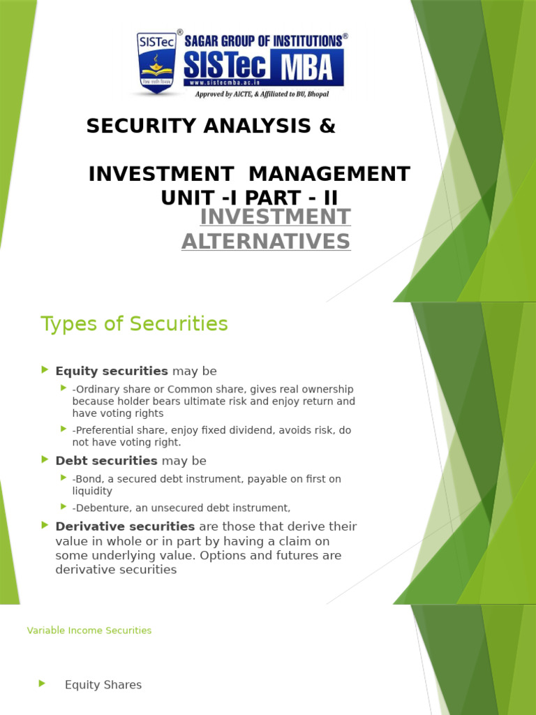 Types of Investment Securities Explained | PDF | Securities (Finance ...