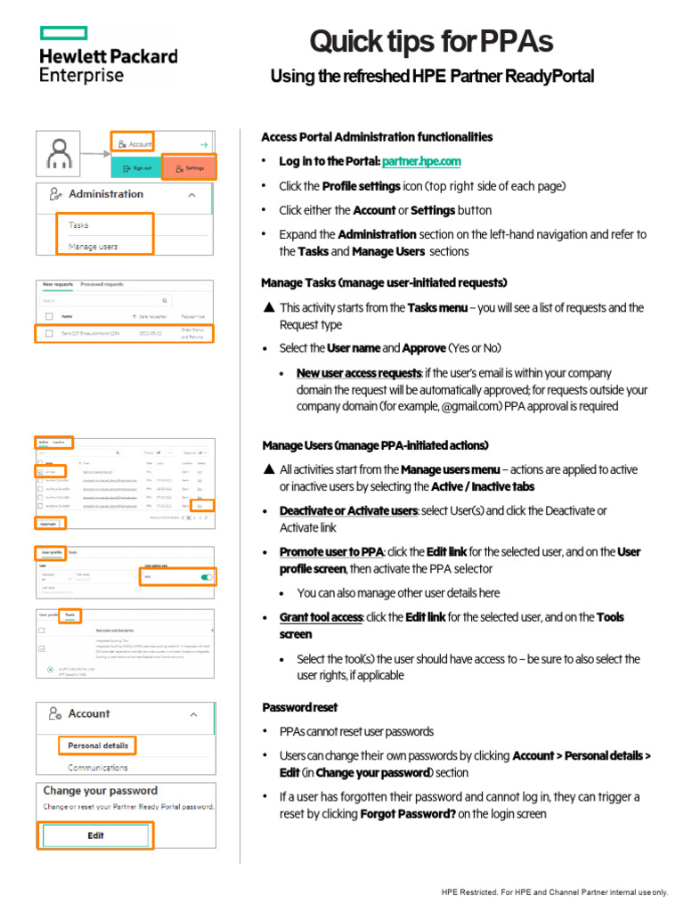 HPE Partner Portal Admin Guide | PDF | Password | User (Computing)