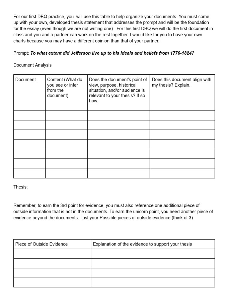 DBQ Document Organizer | PDF