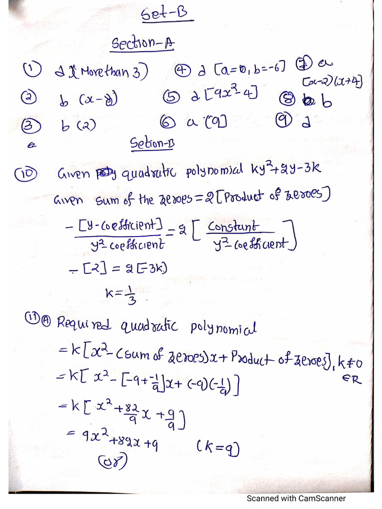 Polynomial Set-B Key | PDF