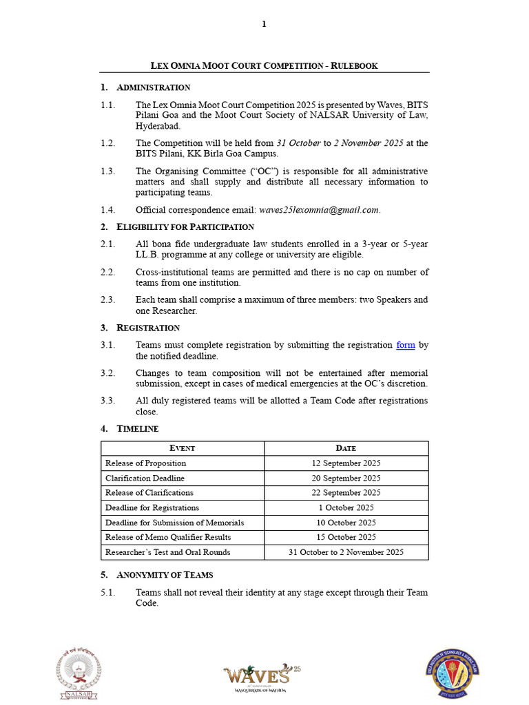 Lex Omnia Moot Court 2025 Rulebook | PDF