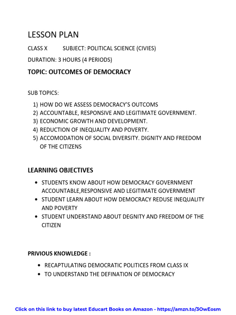 Outcomes of Democracy Lesson Plan | PDF | Democracy | Political Ideologies