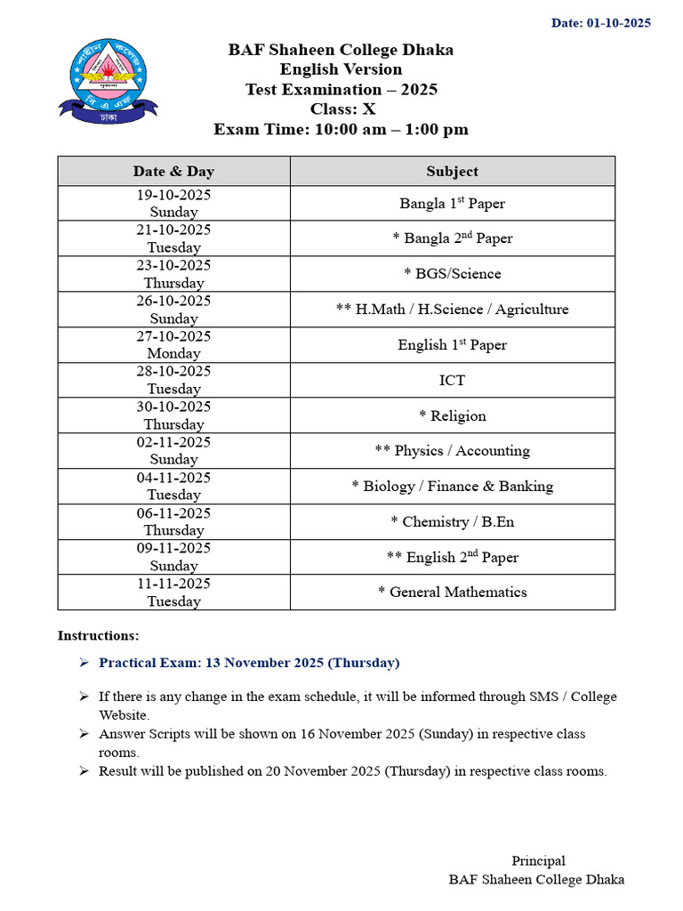 Test Examination Routine EV | PDF