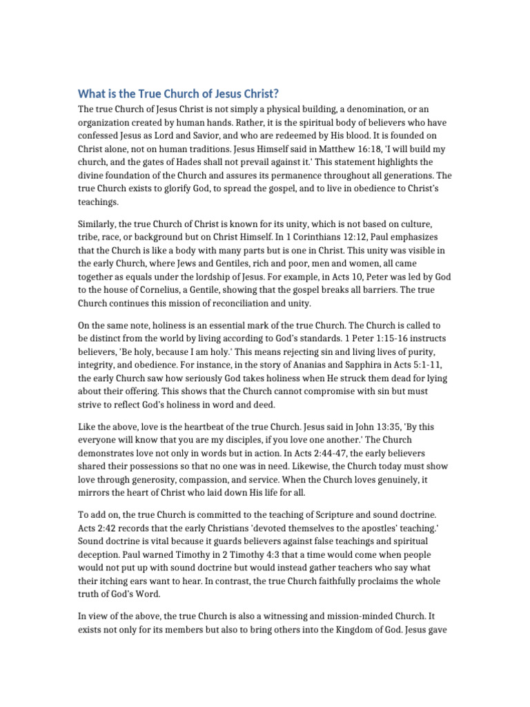 Understanding the True Church of Christ | PDF | Jesus | Acts Of The ...