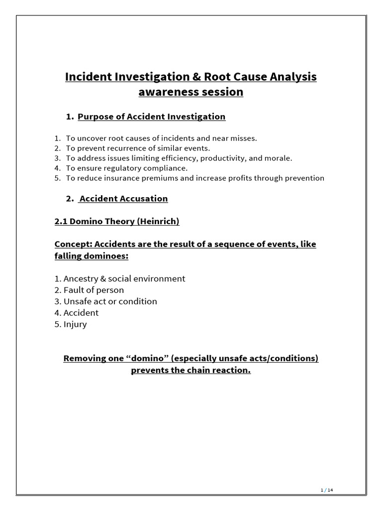 Incident Investigation & Root Cause Analysis | PDF | Accidents | Safety
