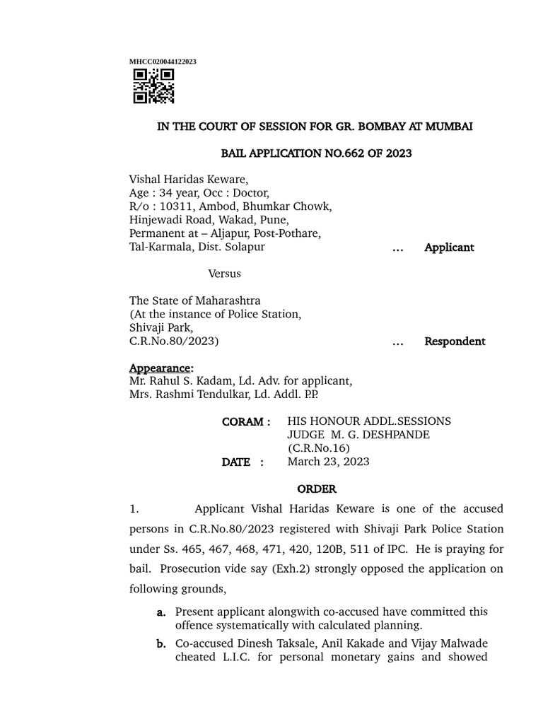 Bail Rejection for Doctor in LIC Fraud Case | PDF | Practice Of Law ...