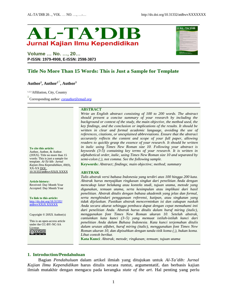 Al-Ta'Dib Template Latest 2025 | PDF