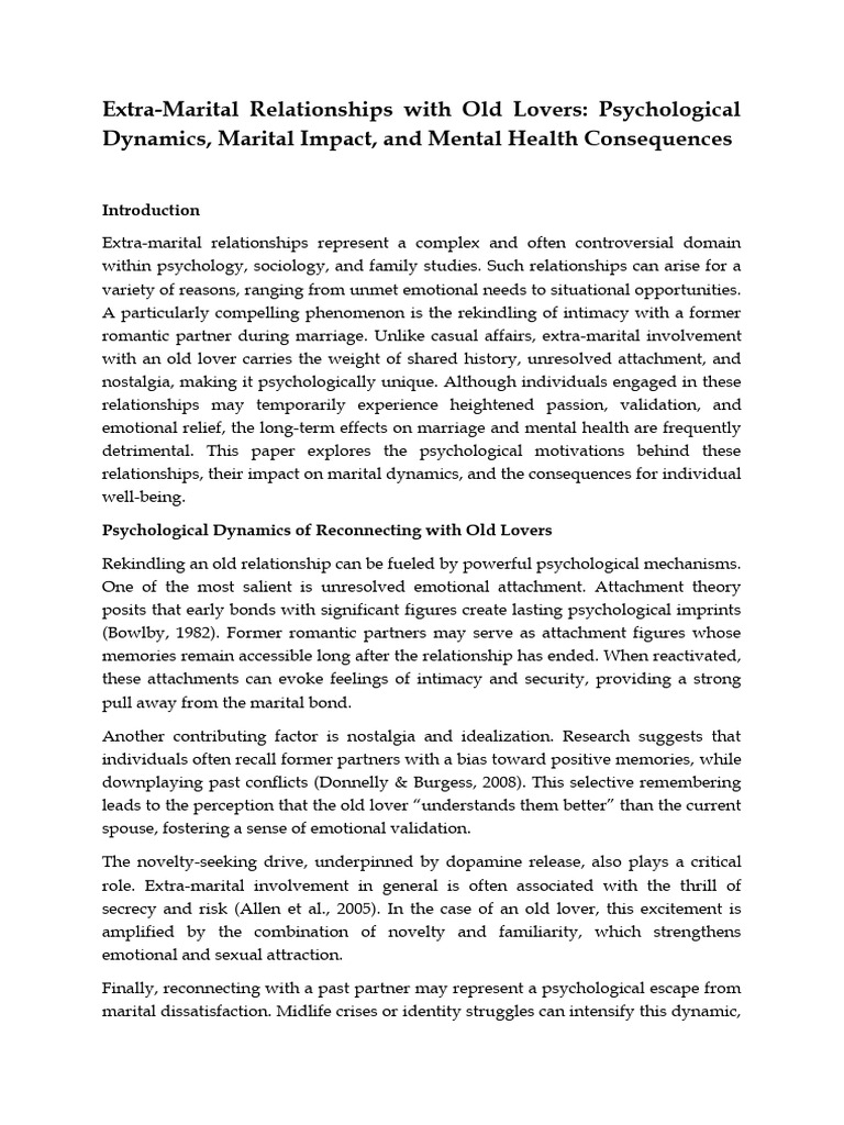 Impact of Extra Maritial Relation With Old Lover | PDF | Intimate ...