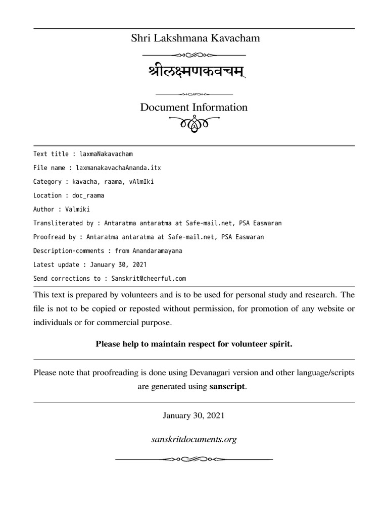 Laxmanakavacha Ananda | PDF
