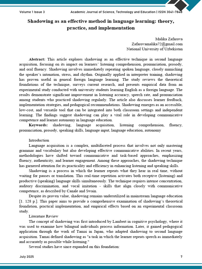 Effective Shadowing in Language Learning | PDF | Language Acquisition ...