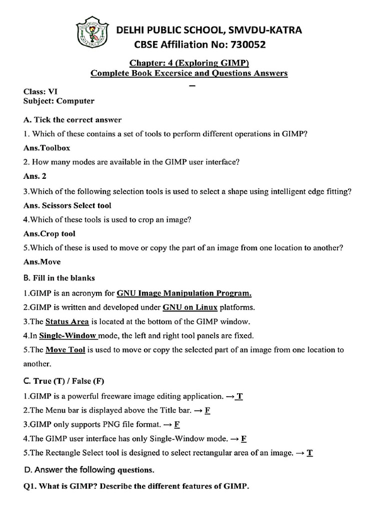 Chap 4 Workbook and Ques-Ans | PDF