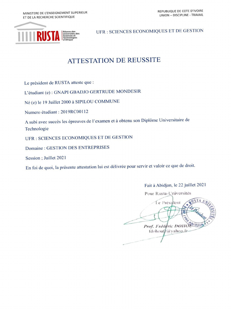 Etudiante Gnapi-1 | PDF