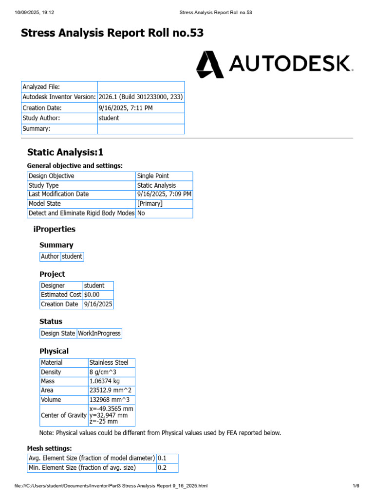 Static Stress Analysis Report 2025 | PDF | Strength Of Materials ...