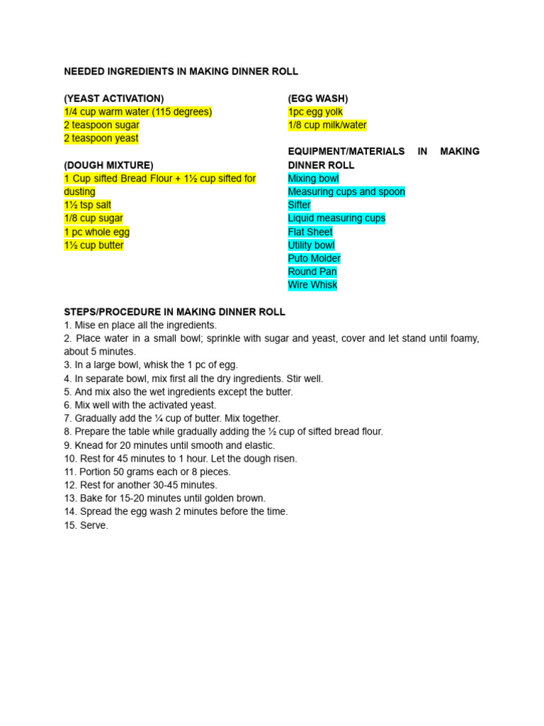 Recipe For BPP Pre-Assessment | PDF | Cakes | Meringue
