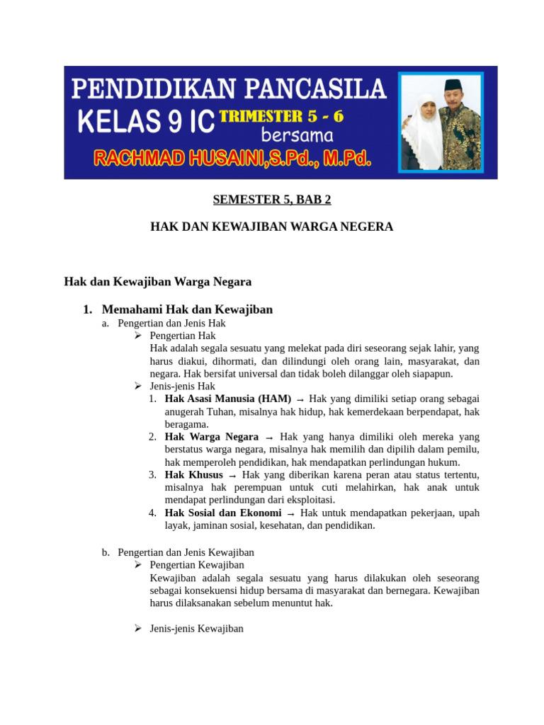 Hak dan Kewajiban Warga Negara Indonesia | PDF