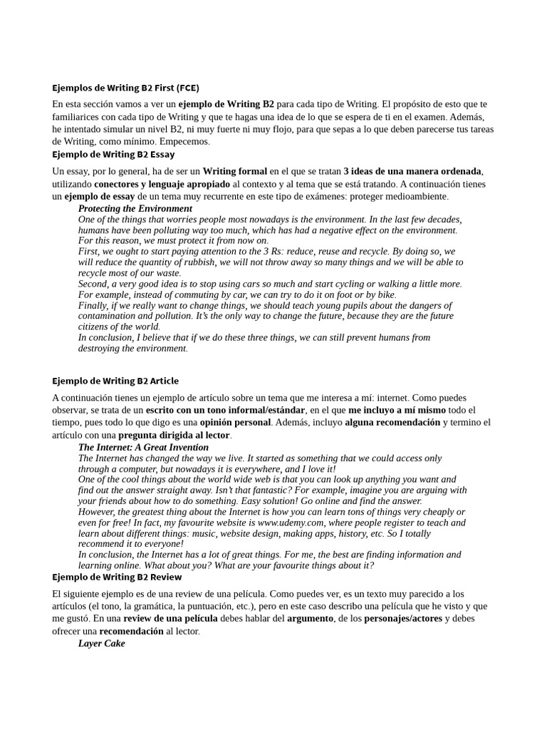 b2 Writing Examples | PDF