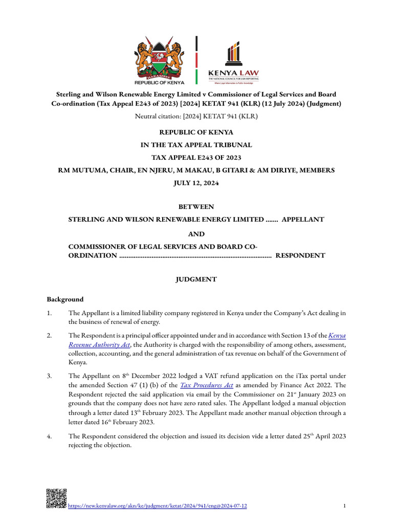 Kenya Revenue Authority Act | PDF | Tax Refund | Taxes