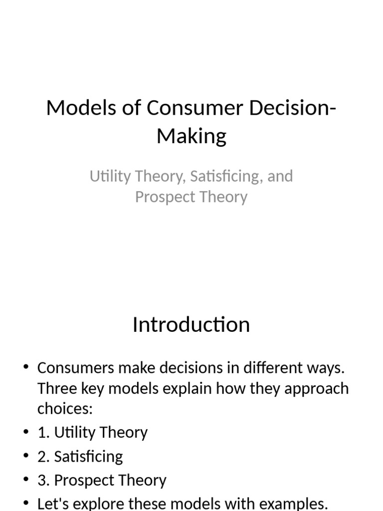 Consumer Decision Making Models PG 260 | PDF