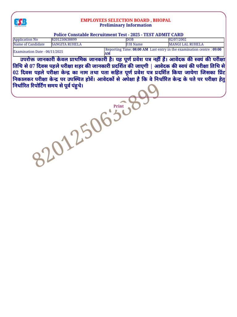 Employees Selection Board, Bhopal | PDF