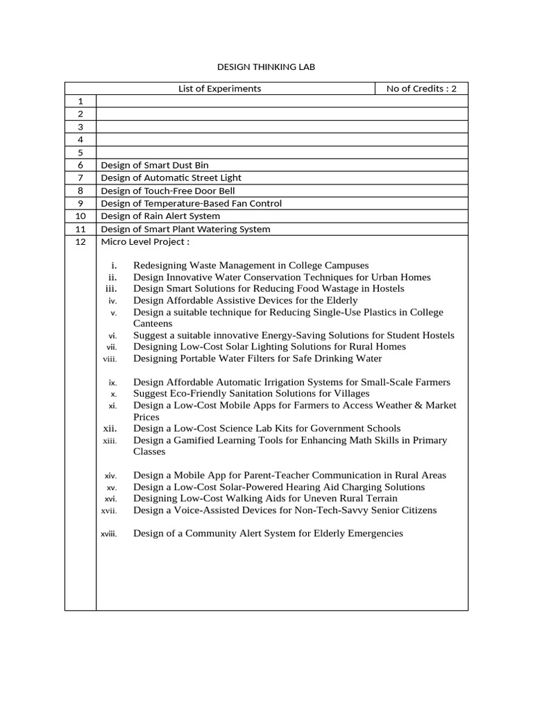 Design Thinking Lab Electronics Experiments | PDF