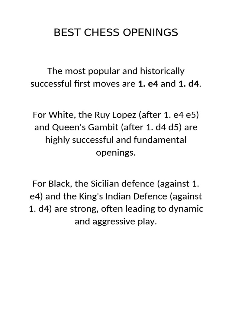 Best Chess Openings | PDF