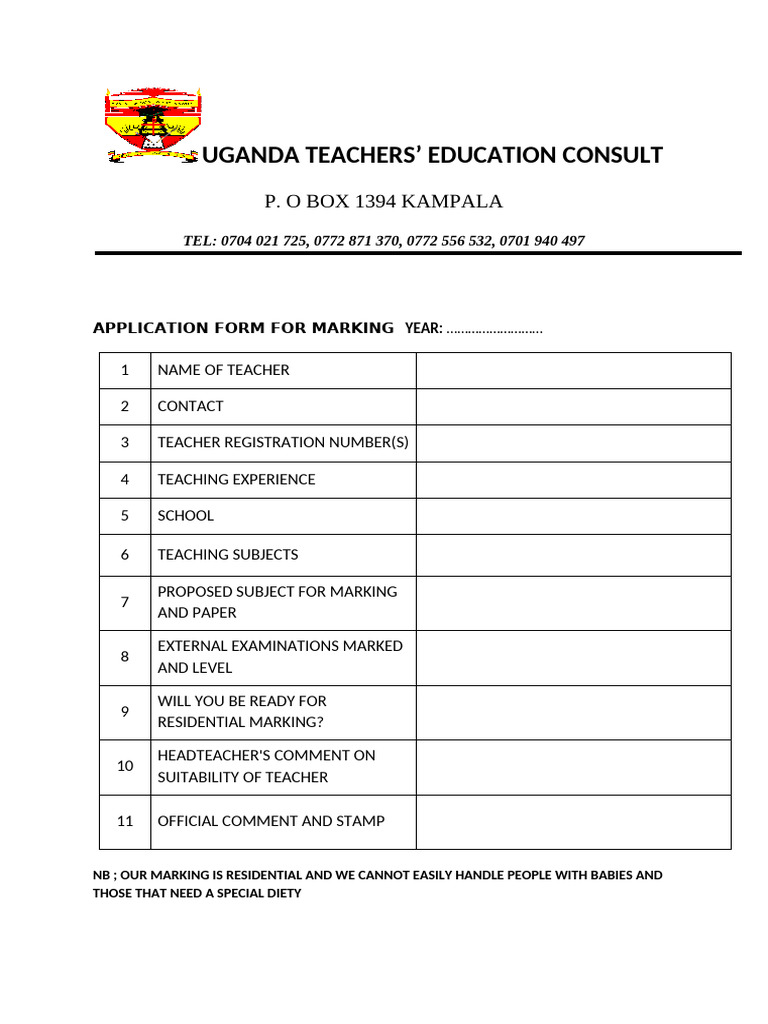 Marking Application Form | PDF
