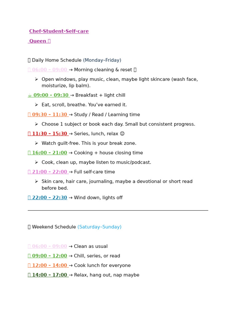 Daily Home Schedule Guide | PDF
