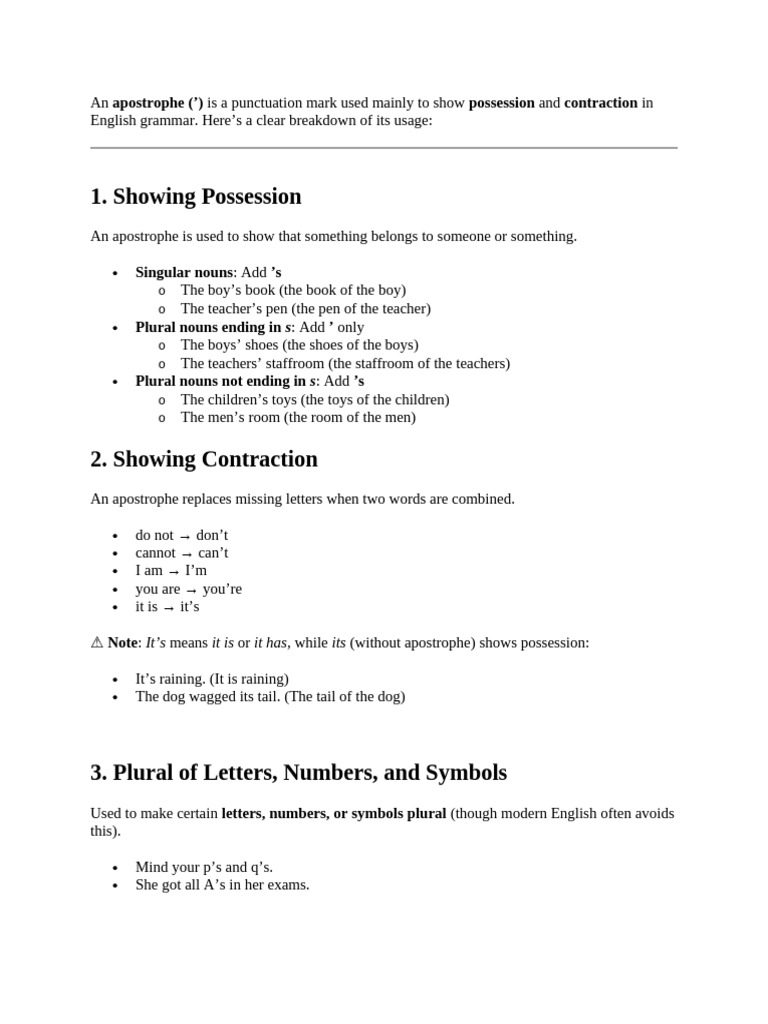 An Apostrophe Year 5 | PDF