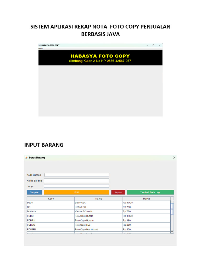 Sistem Aplikasi Rekap Nota Foto Copy Penjualan Berbasis Java by Helmi ...
