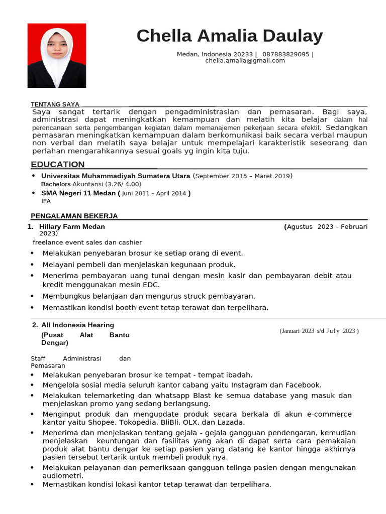 Chella Amalia Daulay CV | PDF
