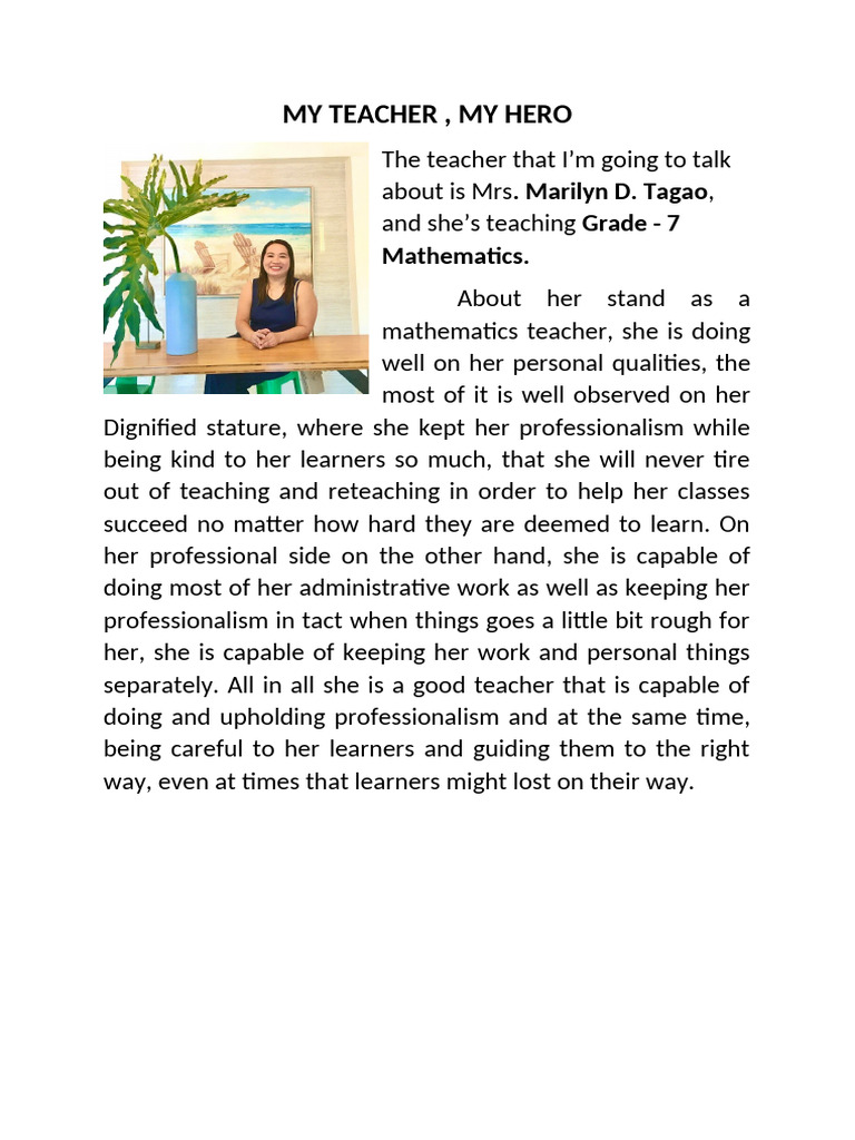 My Teacher, My Hero | PDF