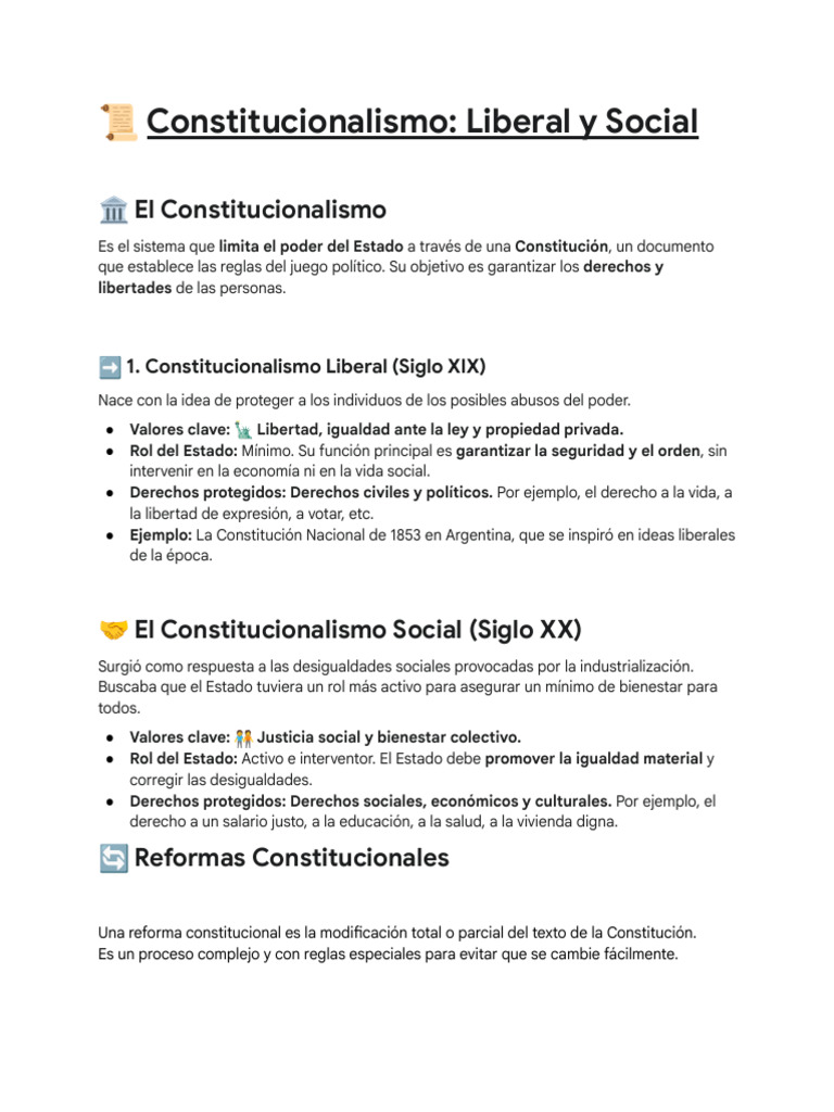 Constitucionalismo Liberal y Social | PDF | Constitución | Liberalismo