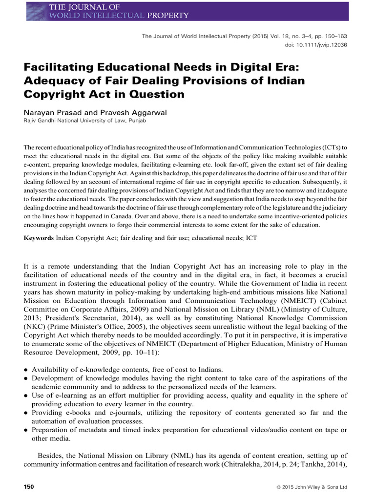 Prasad 2015 | PDF | Fair Dealing | Fair Use