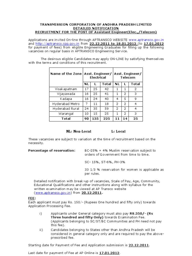 Transco AE Notification | PDF