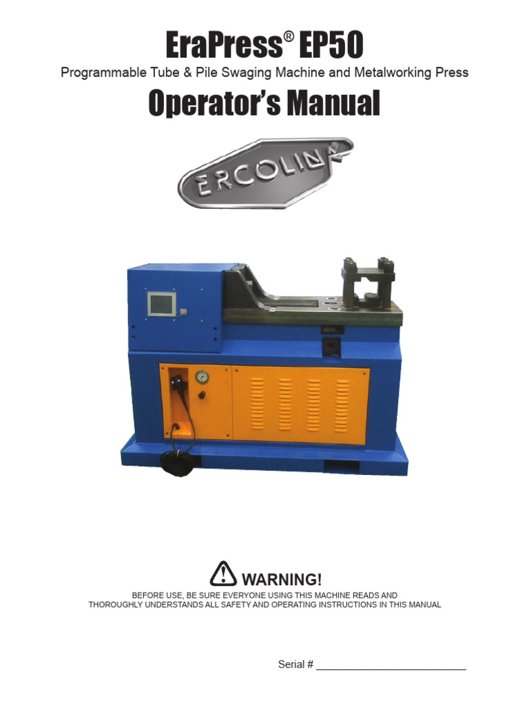 EraPress EP50 Operator Manual | PDF | Touchscreen | Metalworking