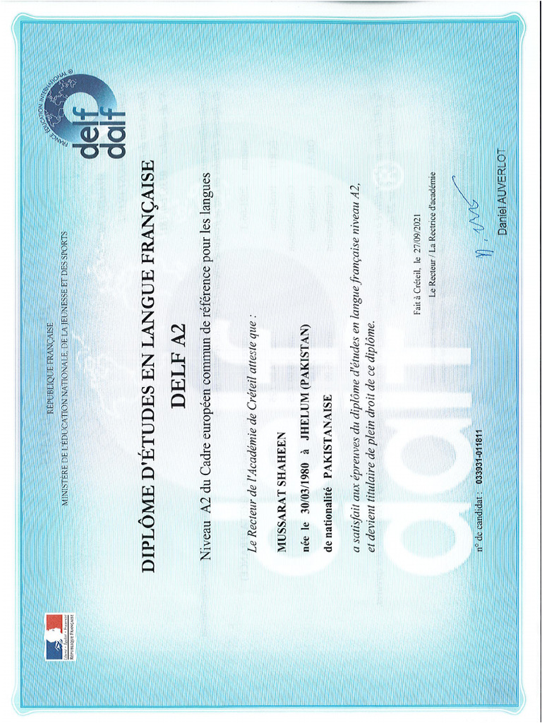 Delf A2 Diplome | PDF