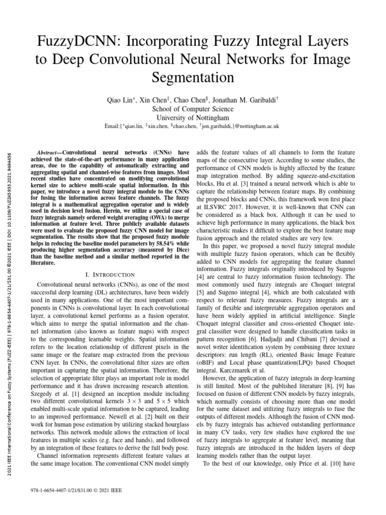 FuzzyDCNN Incorporating Fuzzy Integral Layers To Deep Convolutional ...