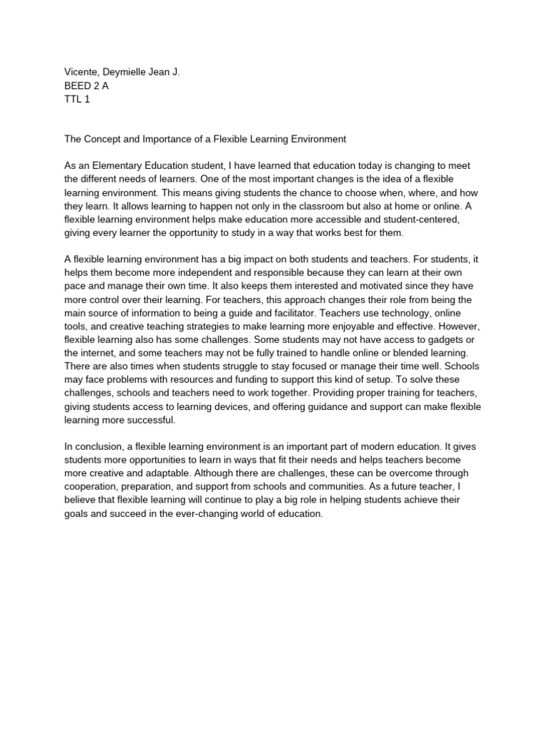 Importance of Flexible Learning Environments | PDF