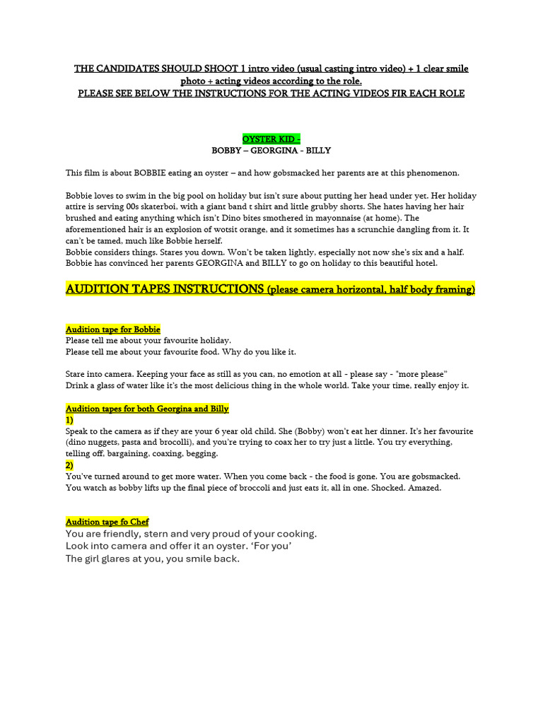 MARRIOTT Casting Instructions | PDF
