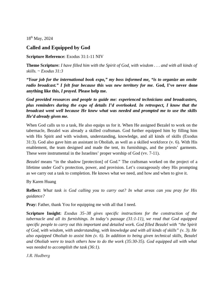 Called and Equipped by God | PDF