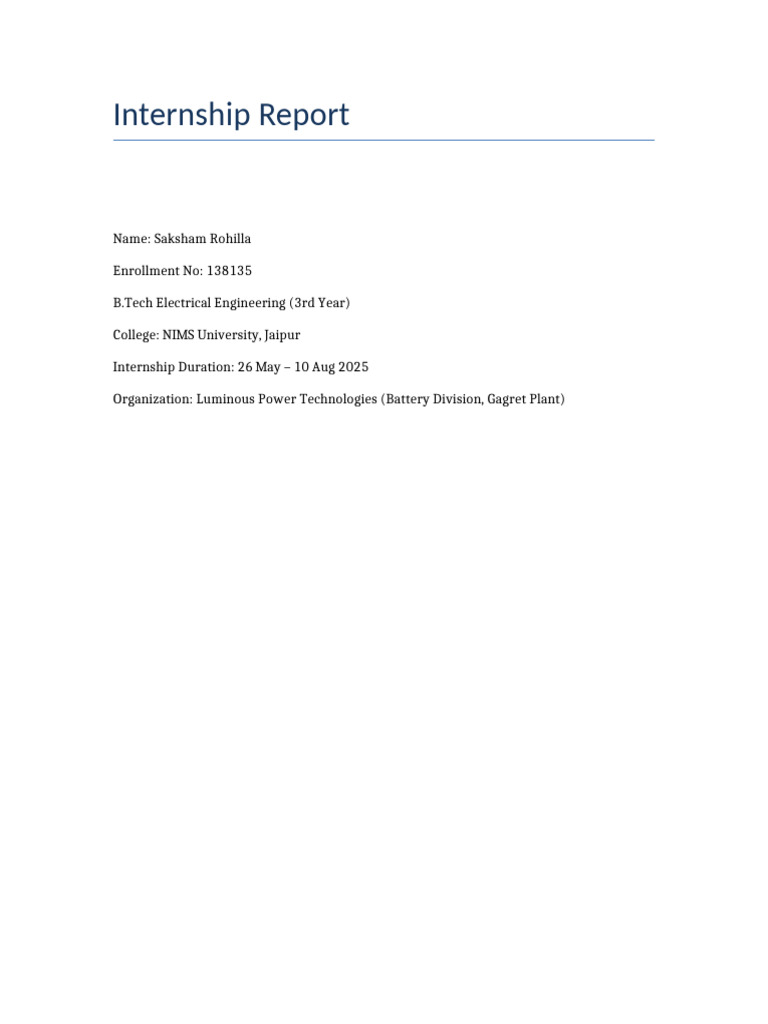 Luminous Internship Report Saksham Rohilla | PDF | Learning