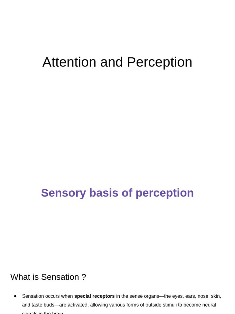 Attention and Perception-1 | PDF | Perception | Senses