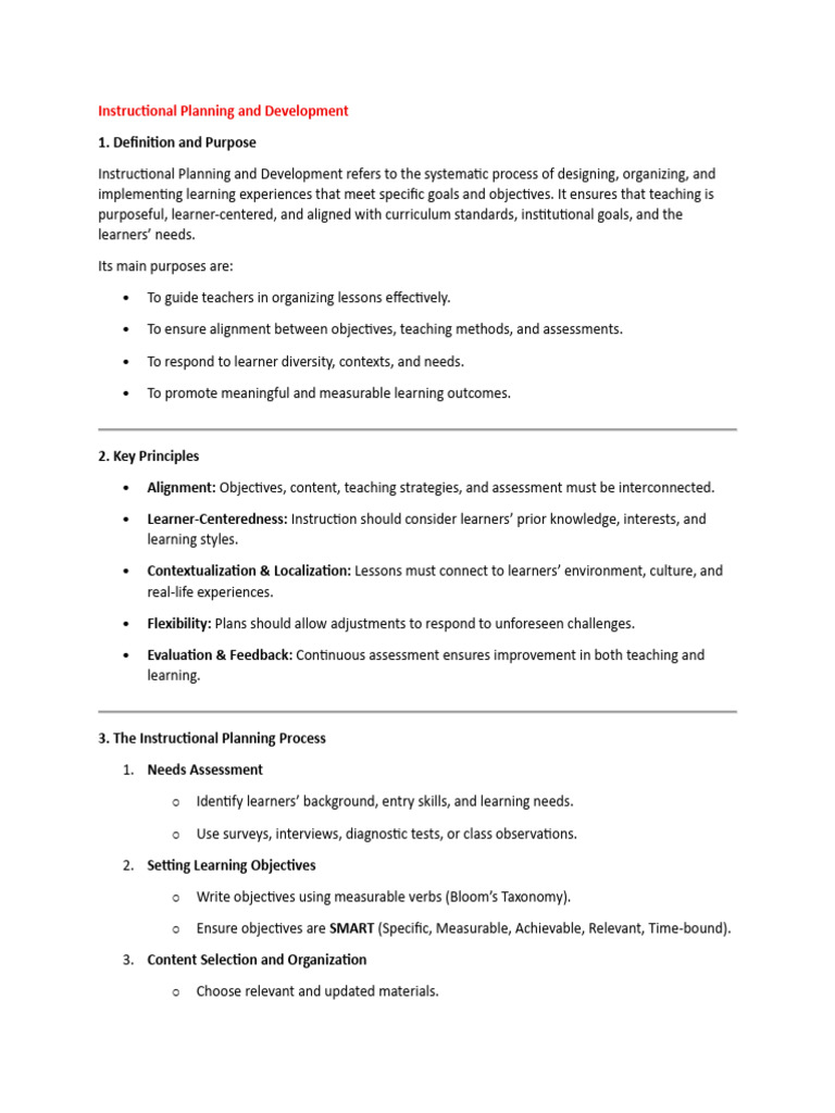 Instructional Planning Guide for Educators | PDF | Educational ...
