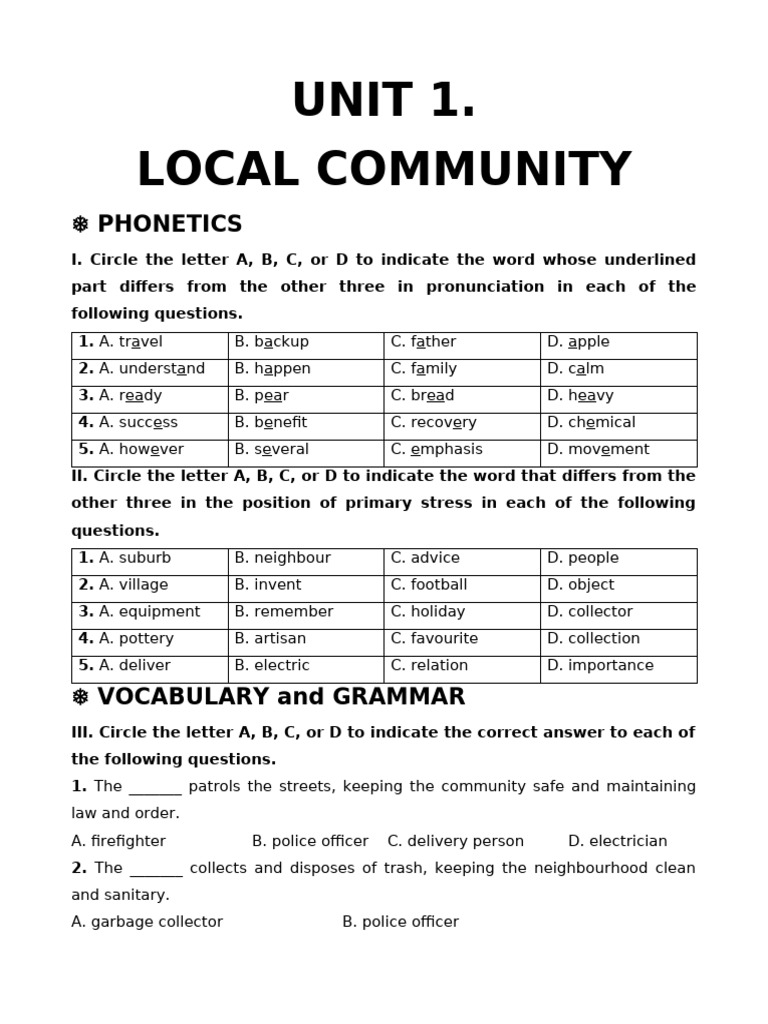Unit 1. Local Community | PDF | Waste | Recycling