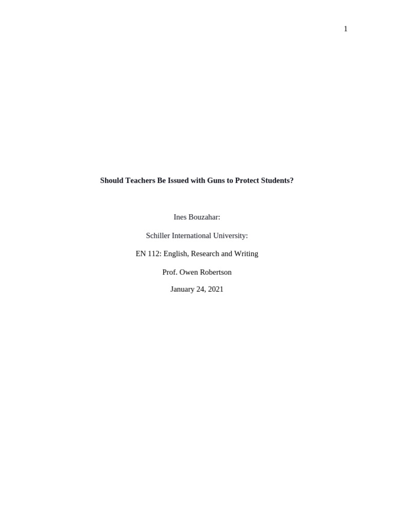 Fiction Essay - Should Teachers Be Issued With Guns | PDF | School Shooting