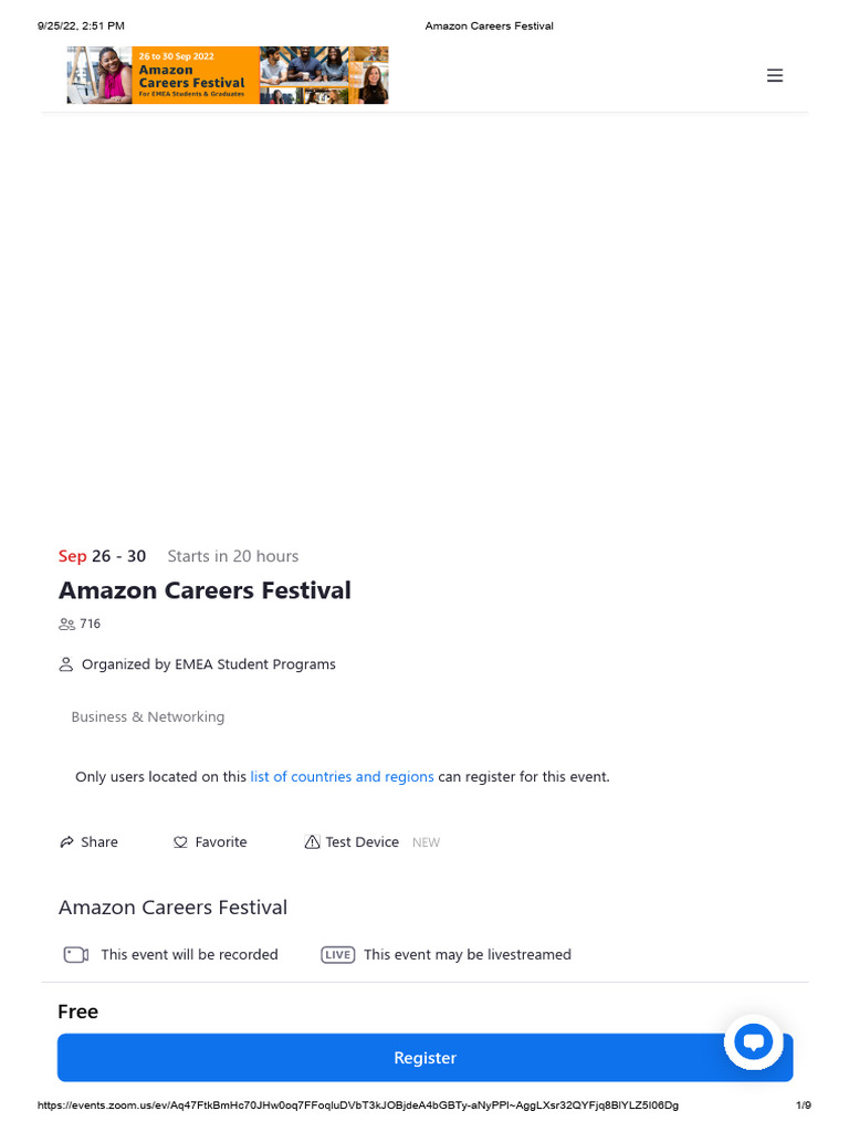 Amazon Careers Festival Calender | PDF