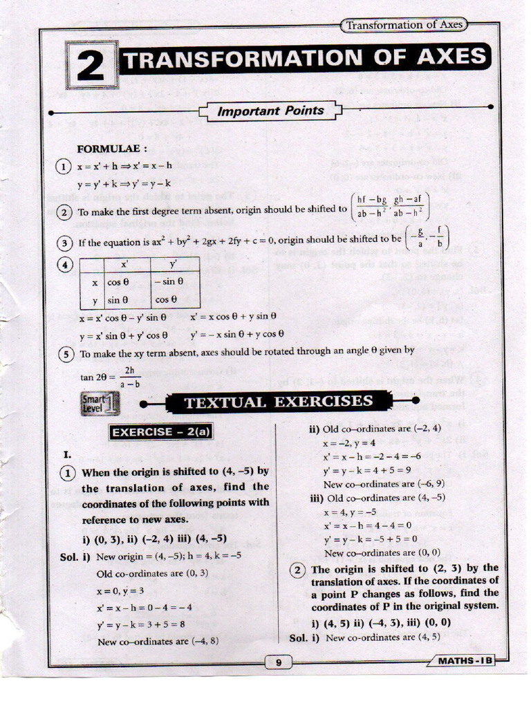 M1B Ch2 Transformation of Axes | PDF