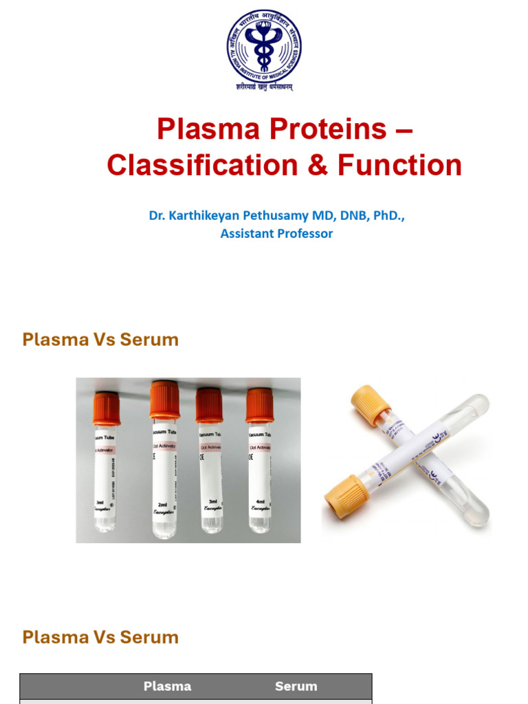 Plasma Proteins: Classification & Functions | PDF | Blood Plasma ...