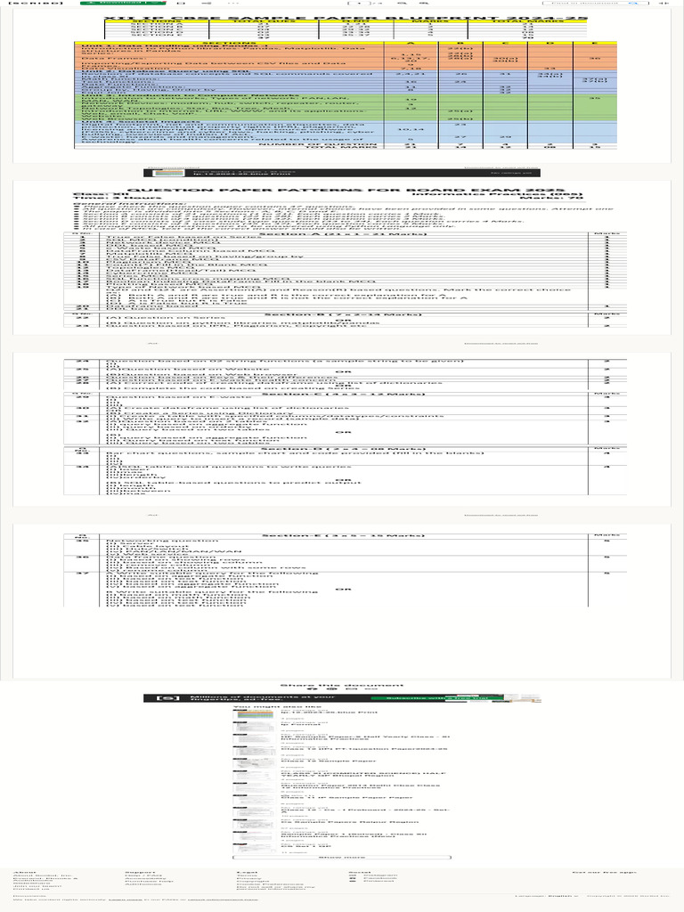 IP 12 2024-25 BluePrint-QsPattern PDF Computer Network Table (Database ...